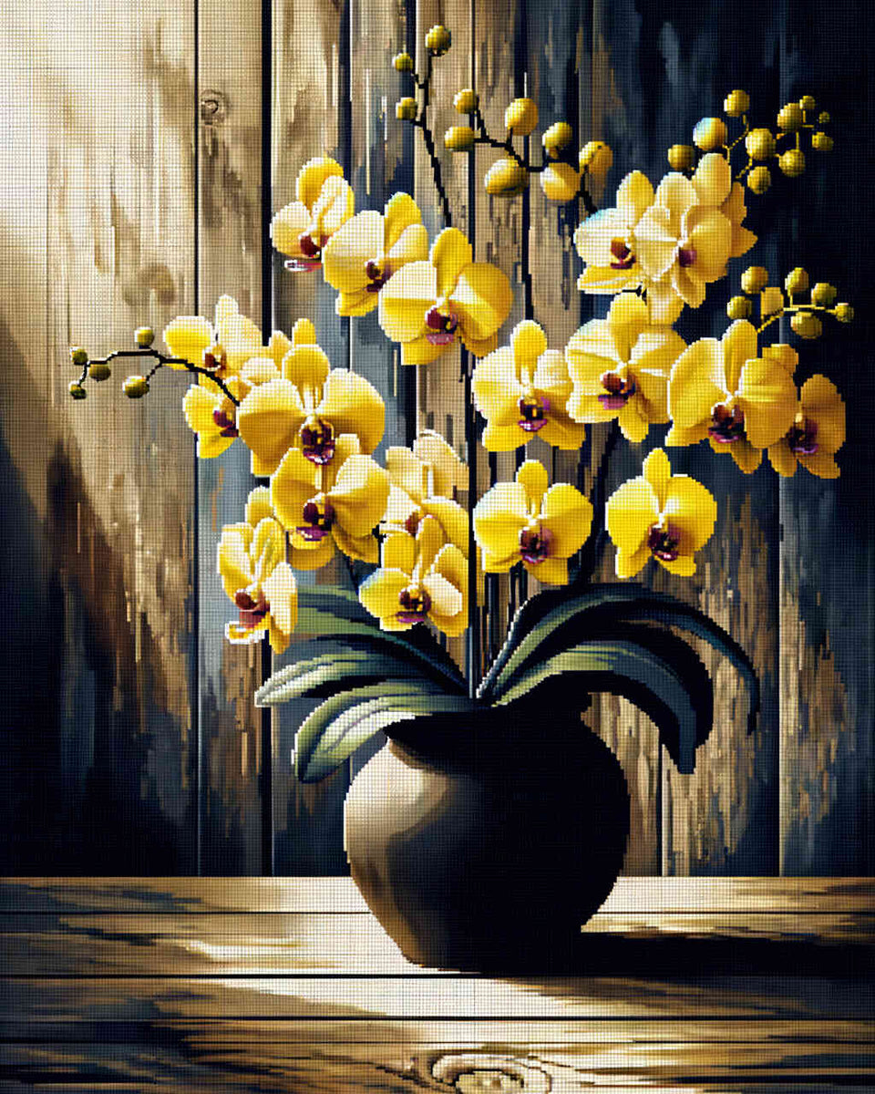 Malen nach Zahlen - Orchidee, gelb in Vase - Jetzt kaufen