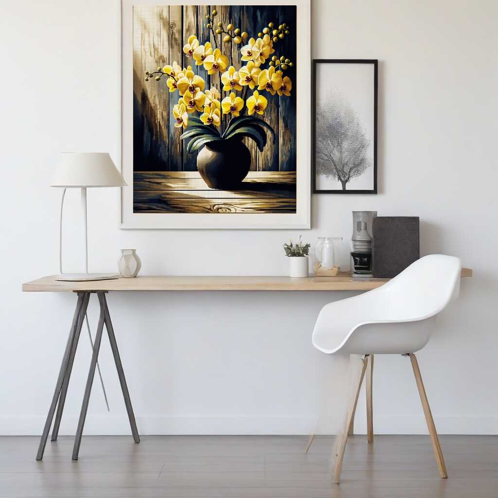 Malen nach Zahlen - Orchidee, gelb in Vase - Jetzt kaufen – malennachzahlen-erwachsene