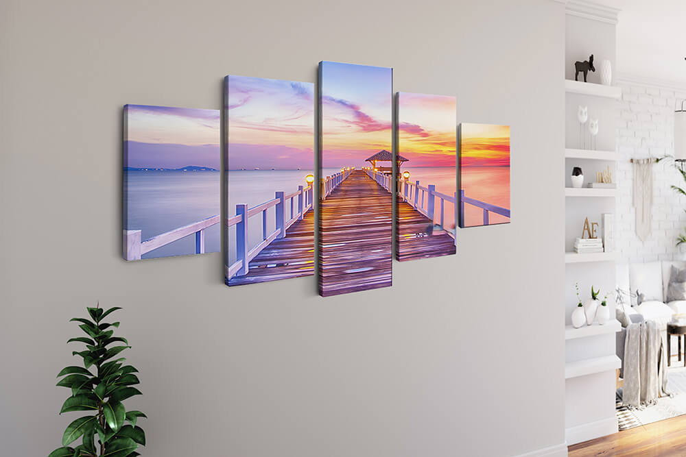 Malen nach Zahlen 5 teilig - Steg im Sonnenuntergang, Meer - Jetzt kaufen – malennachzahlen ...