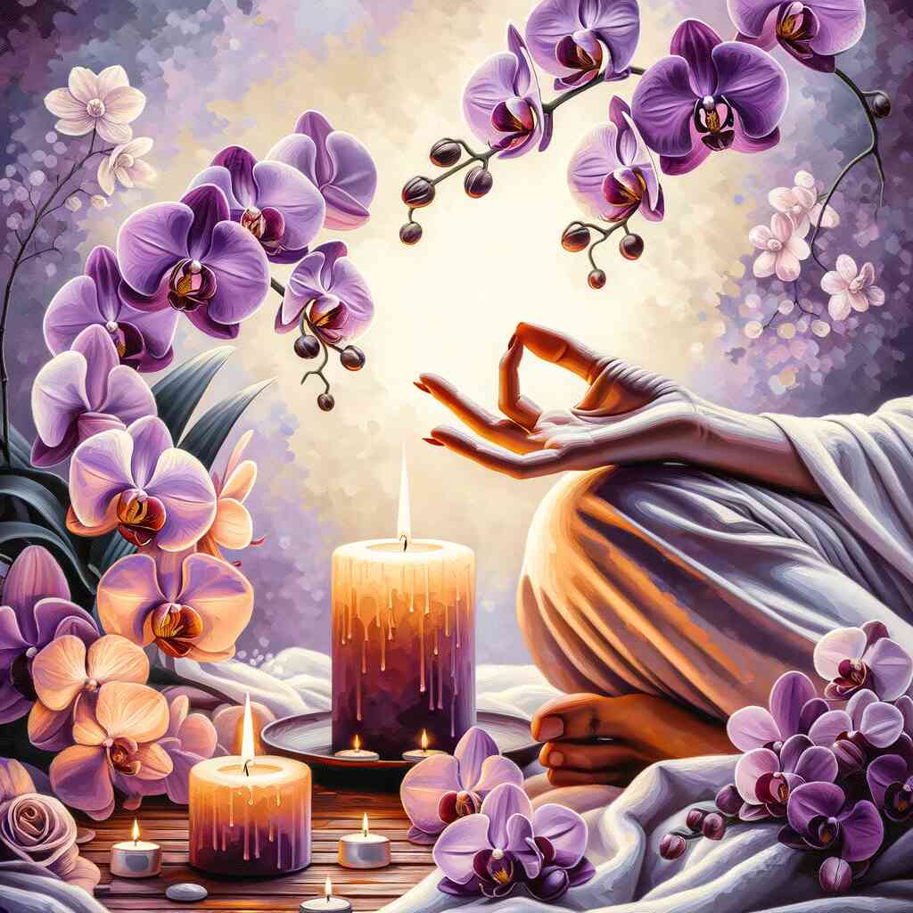 Malen nach Zahlen - Lila Orchidee mit Kerzen - Jetzt kaufen