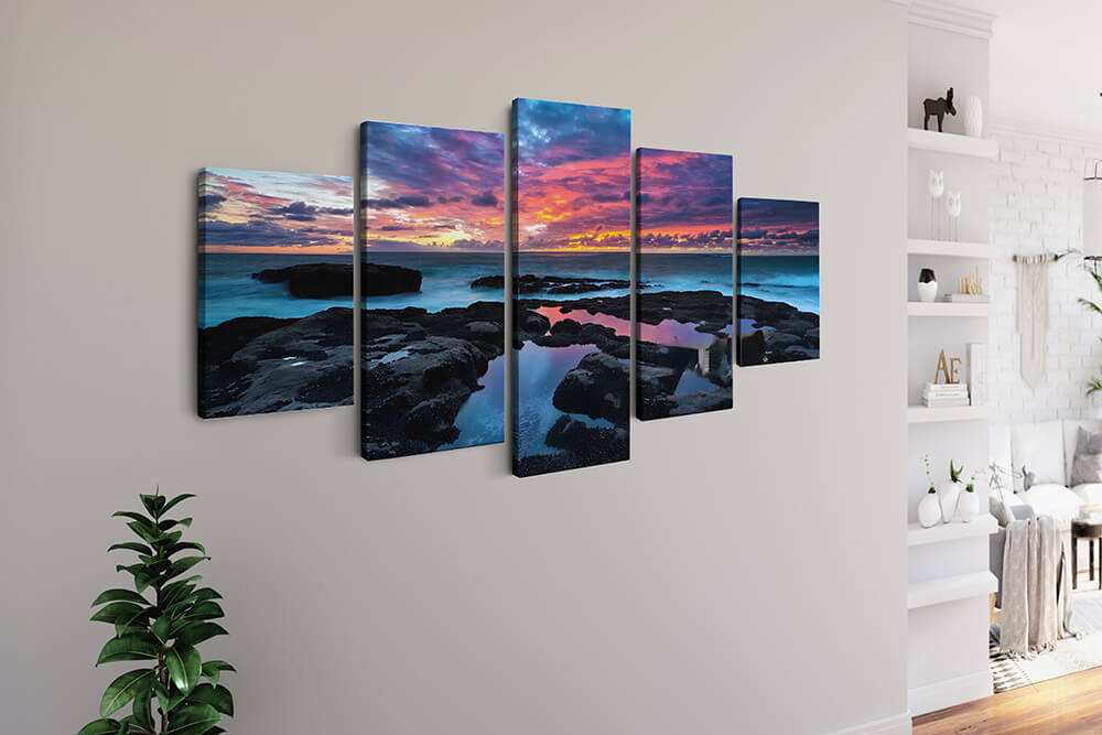 Malen nach Zahlen 5 teilig - Bunter Sonnenuntergang, Spiegelung - Jetzt kaufen – malennachzahlen ...