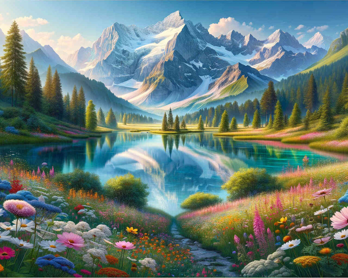 Malen nach Zahlen - Blumenwiese und Zugspitze - Jetzt kaufen