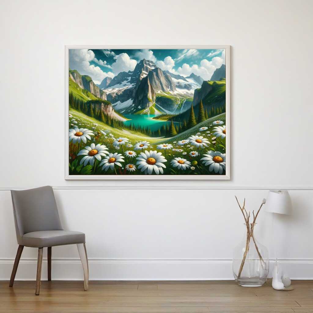 Malen nach Zahlen - Margeritenwiese in den Bergen - Jetzt kaufen – malennachzahlen-erwachsene