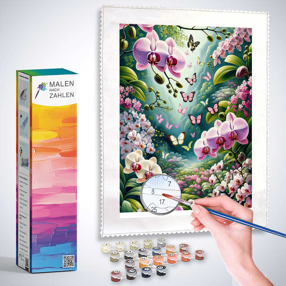 Malen nach Zahlen - Orchideen Schmetterlinge