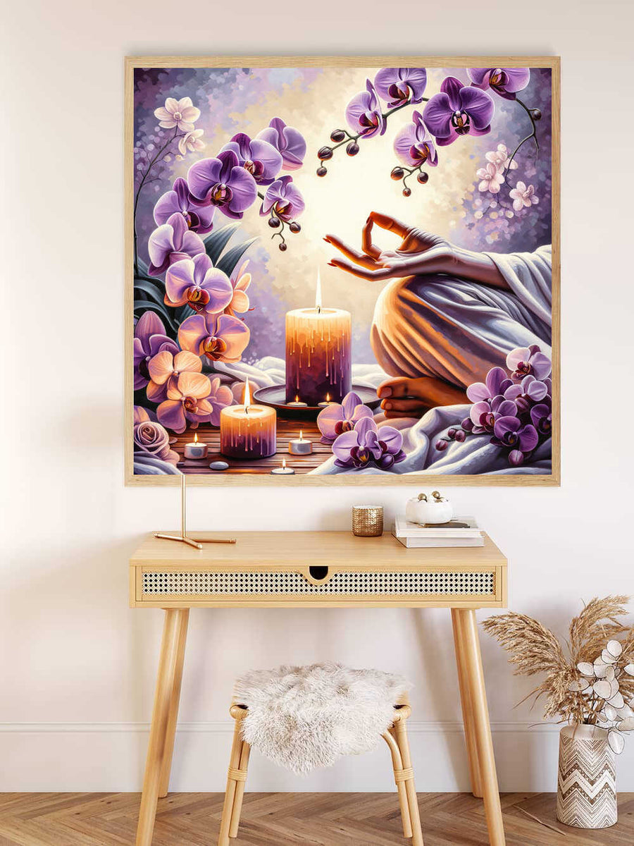 Malen nach Zahlen - Lila Orchidee mit Kerzen - Jetzt kaufen – malennachzahlen-erwachsene