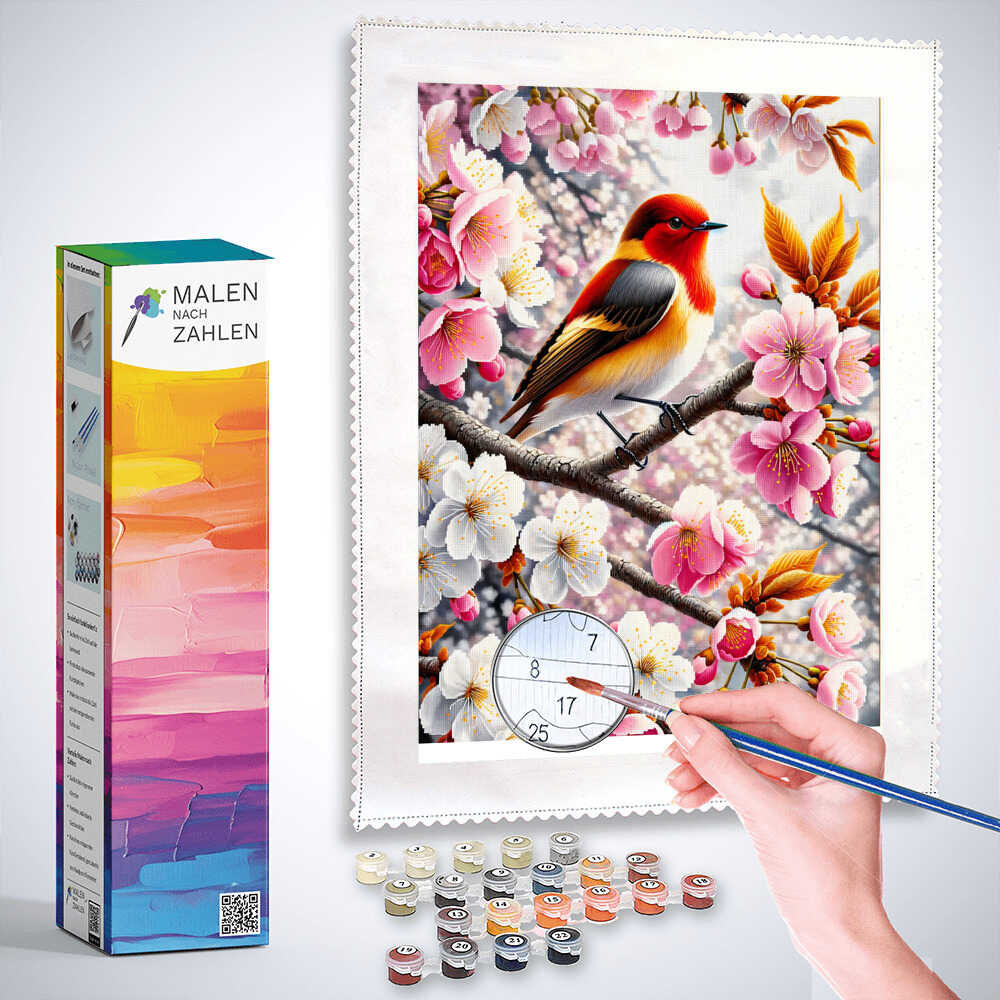 Malen nach Zahlen - Vogel auf Kirschbaumast - Jetzt kaufen