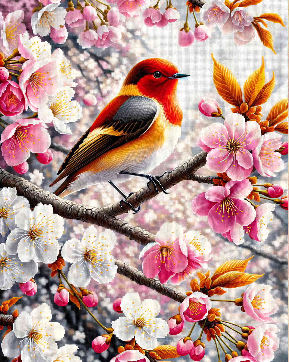 Malen nach Zahlen - Vogel auf Kirschbaumast - Jetzt kaufen