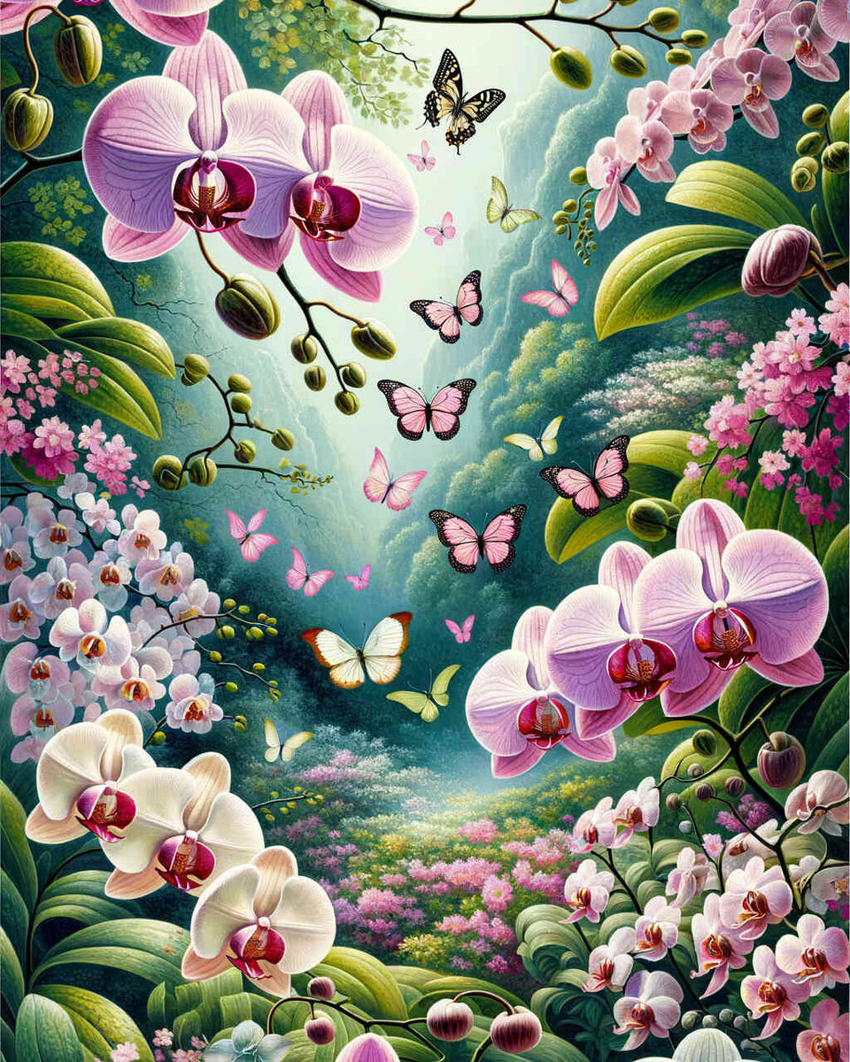 Malen nach Zahlen - Orchideen Schmetterlinge
