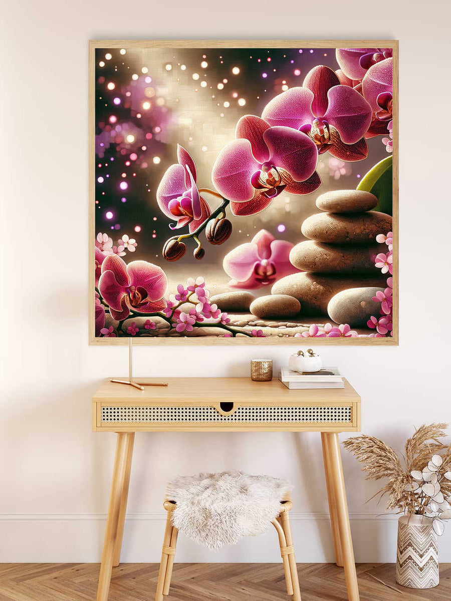 Malen nach Zahlen - Pinke Orchidee Steine - Jetzt kaufen – malennachzahlen-erwachsene