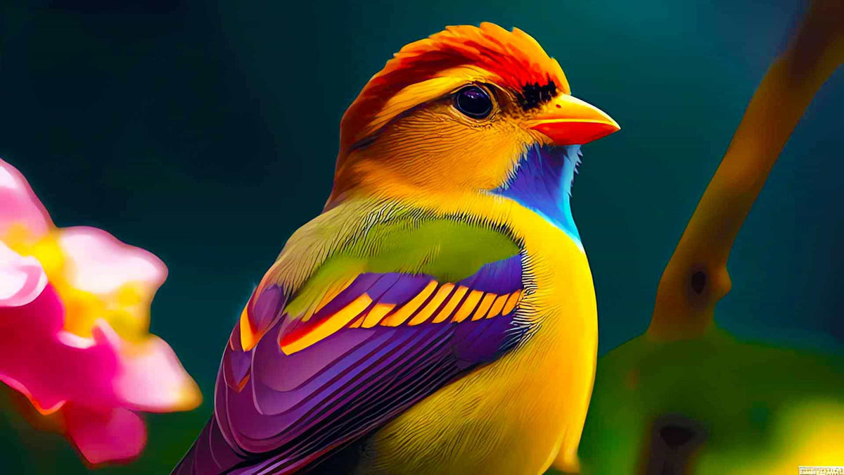 Malen nach Zahlen - Bunter Vogel mit Irokesenschnitt