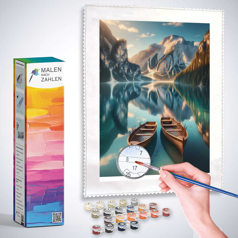 Malen nach Zahlen - Bergsee mit Booten - Jetzt kaufen