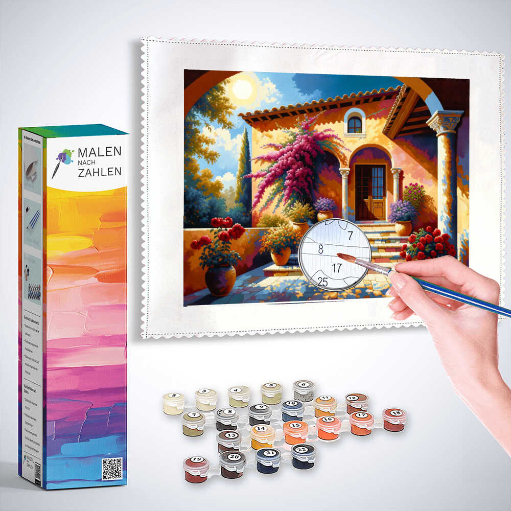 Mediterranes Haus – Malen nach Zahlen - Jetzt kaufen