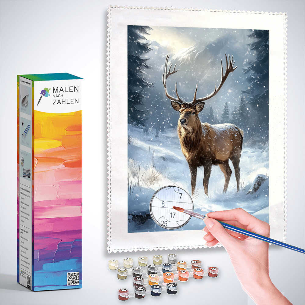 Malen nach Zahlen - Hirsch im Schnee - Jetzt kaufen
