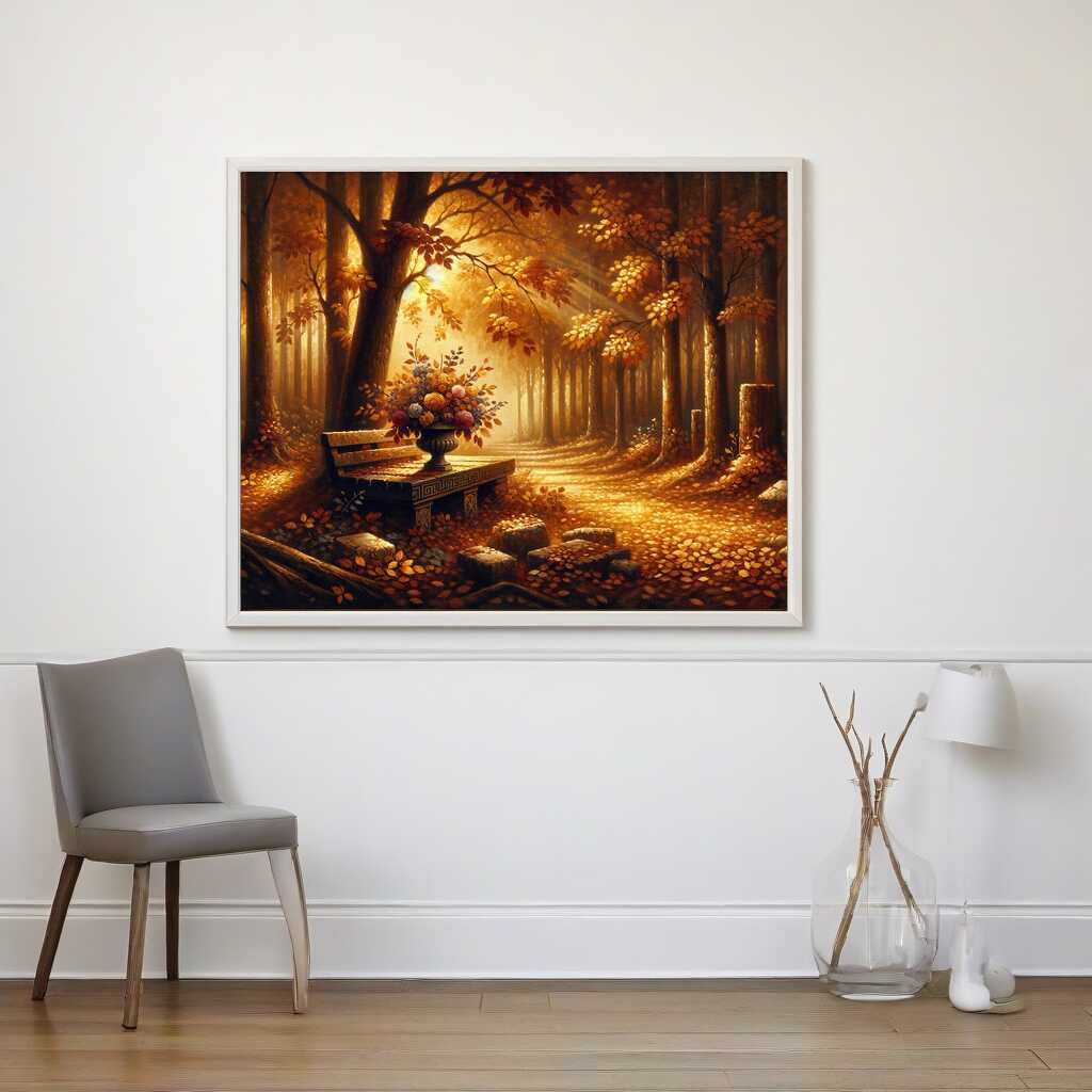 Herbst, Bank im Wald – Malen nach Zahlen - Jetzt kaufen