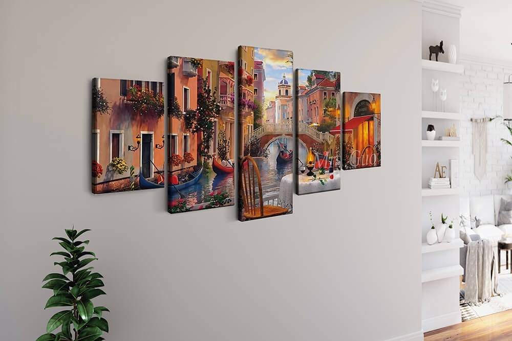 Malen nach Zahlen 5 teilig - Venedig, Dinner am Kanal - Jetzt kaufen – malennachzahlen-erwachsene