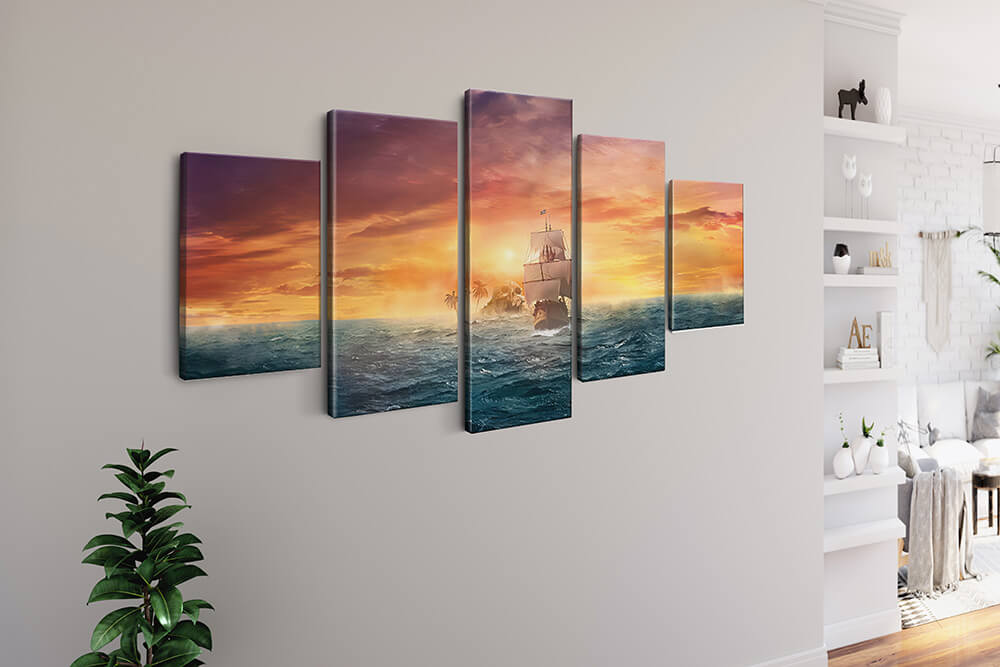 Malen nach Zahlen 5 teilig - Schiff segelt auf Insel zu, Sonnenuntergang - Jetzt kaufen ...