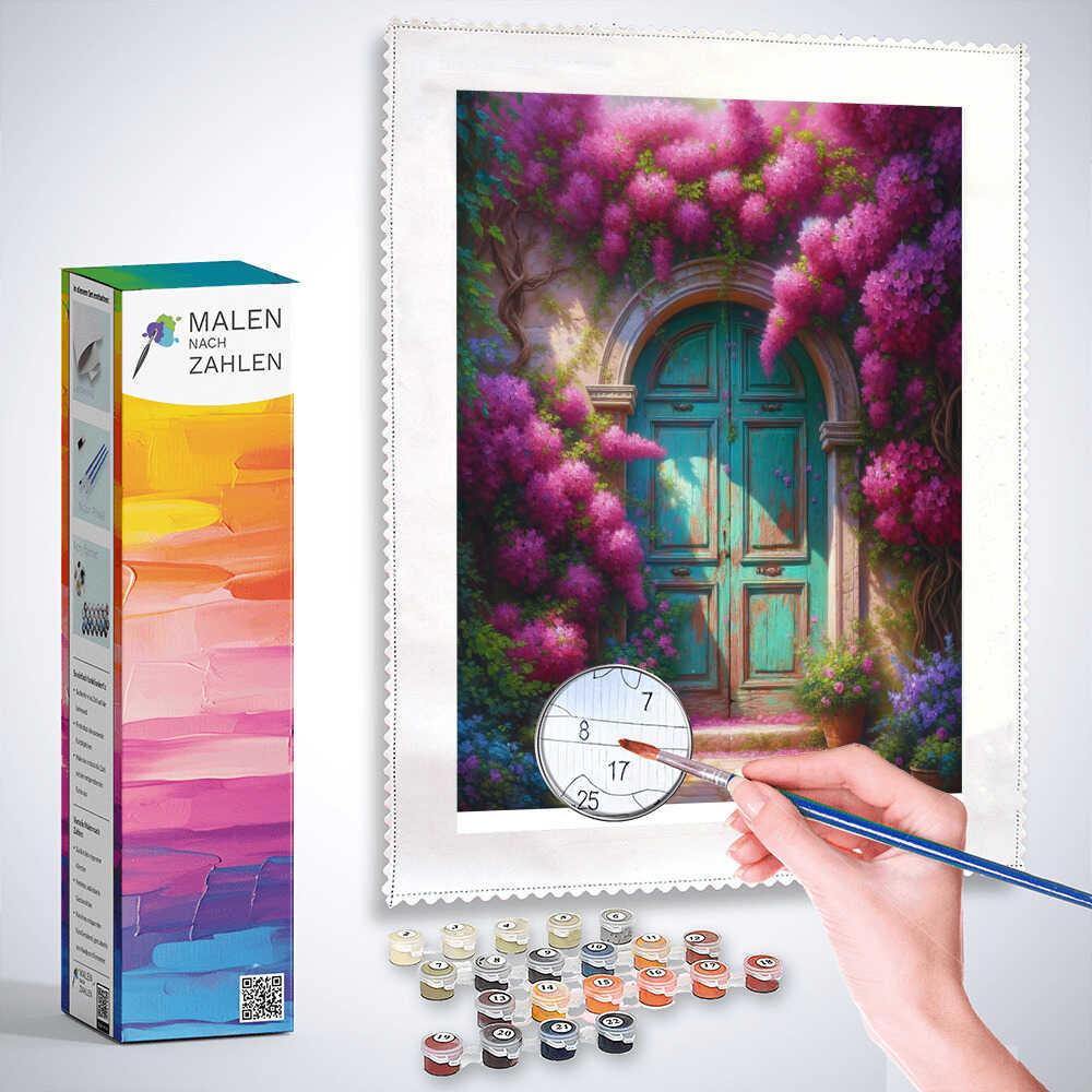 Malen nach Zahlen - Blumige Tür - Jetzt kaufen – malennachzahlen-erwachsene