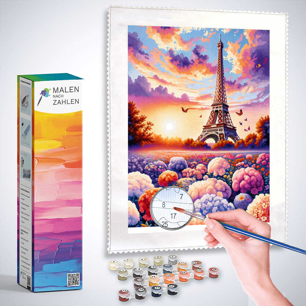 Malen nach Zahlen - Blumiger Eiffelturm Paris - Jetzt kaufen