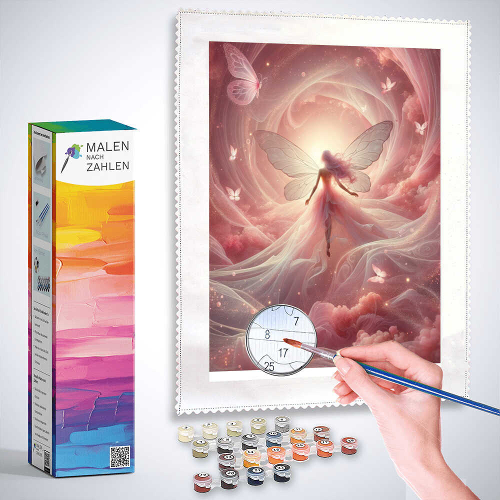 Malen nach Zahlen - Rosa Fee mit Schmetterlingen - Jetzt kaufen