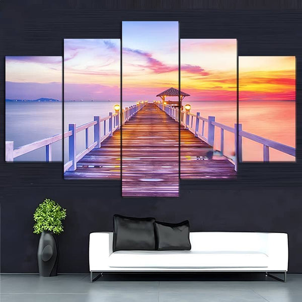Malen nach Zahlen 5 teilig - Steg im Sonnenuntergang, Meer - Jetzt kaufen – malennachzahlen ...